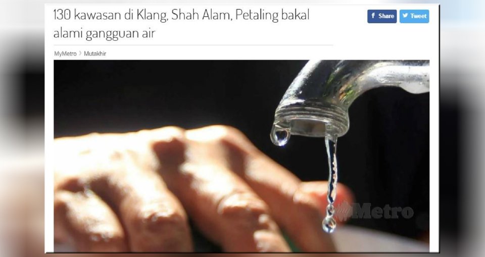 Bekalan air dijangka pulih 12 tengah hari esok | Kool 101