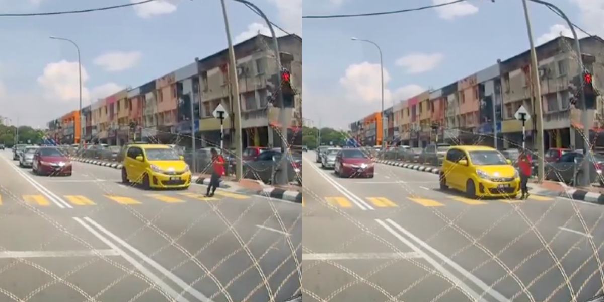 Langgar Lampu Merah Dan Nyaris Rempuh Pelajar, Netizen Mahu PDRM Tahan Pemandu Myvi Kuning ...